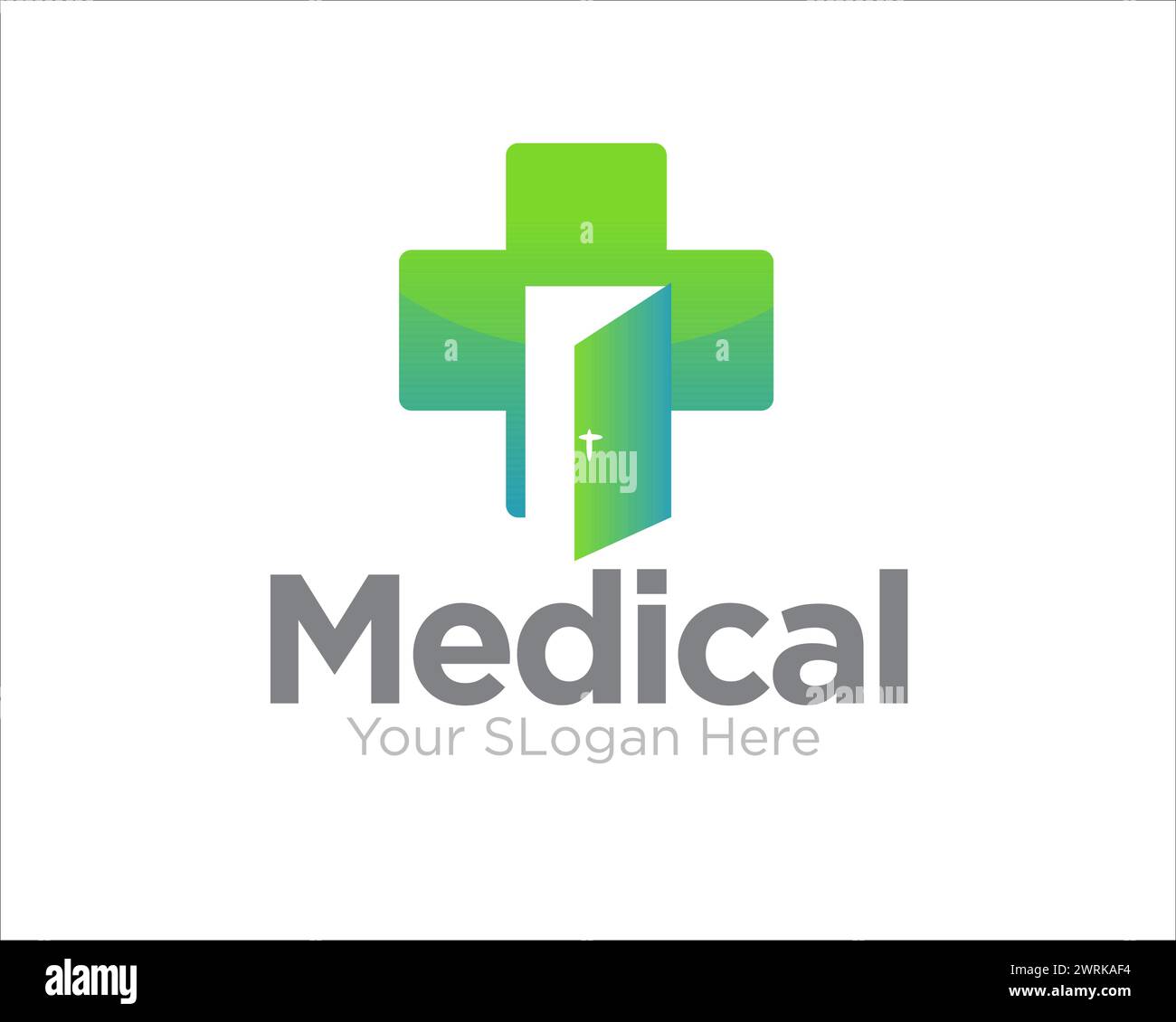 medical service with cross and open the door figure logo for health ...