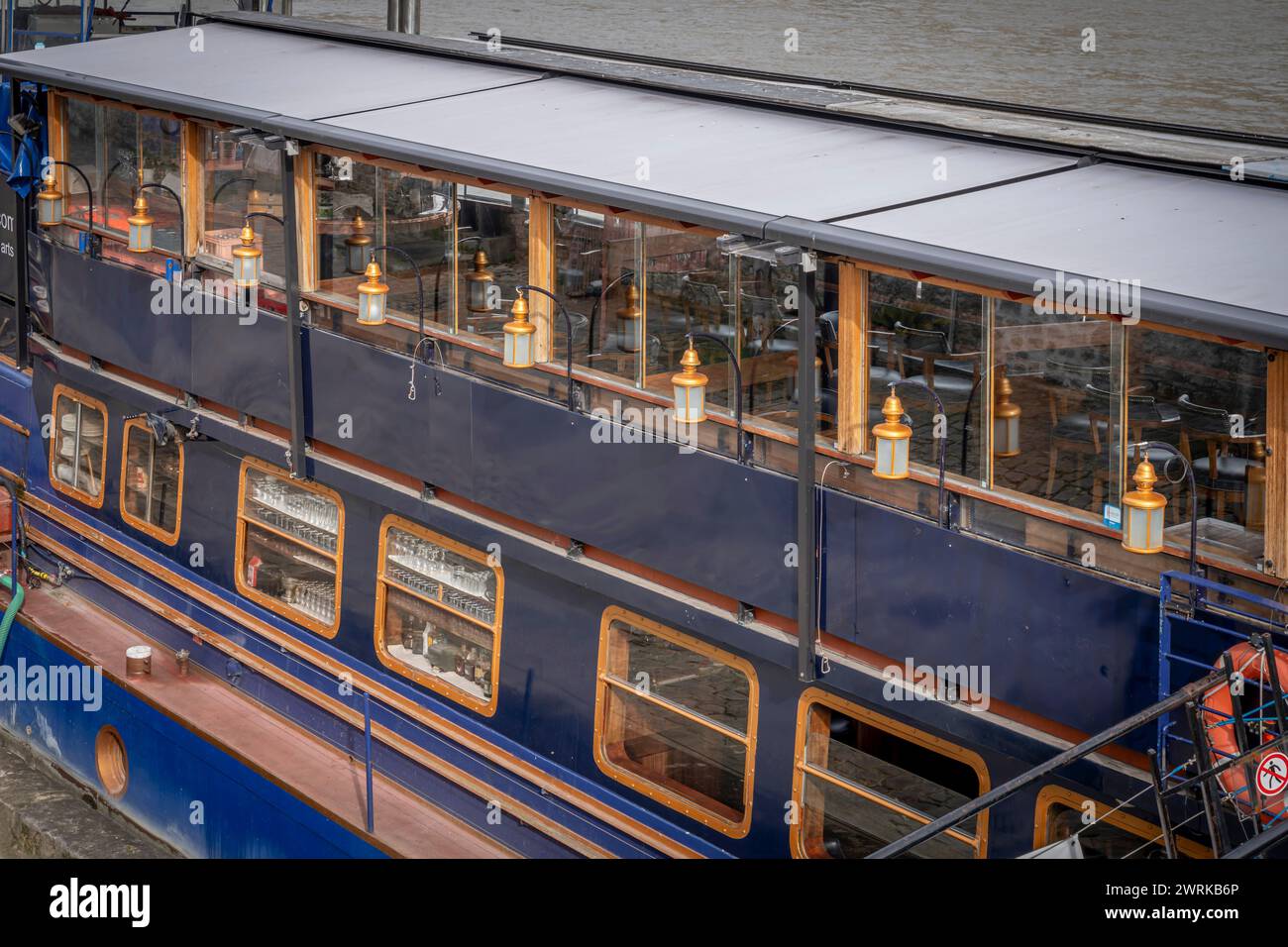 Paris, France - 03 08 2024: Quays of the Seine. View detail of a red ...
