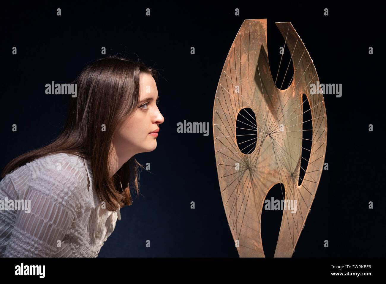A sculpture by Dame Barbara Hepworth, Maquette for Winged Figure, 1957 ...