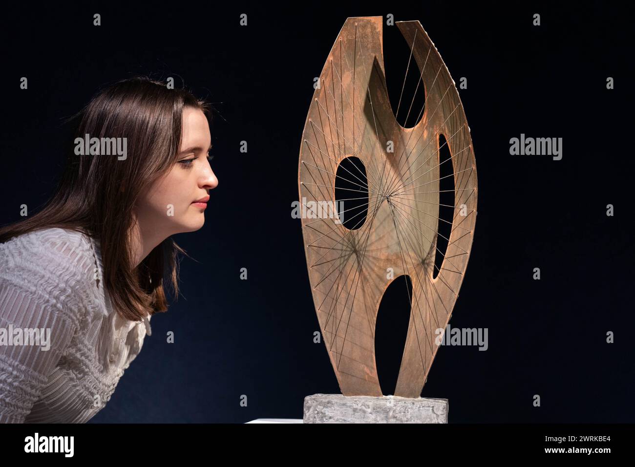 A sculpture by Dame Barbara Hepworth, Maquette for Winged Figure, 1957 ...