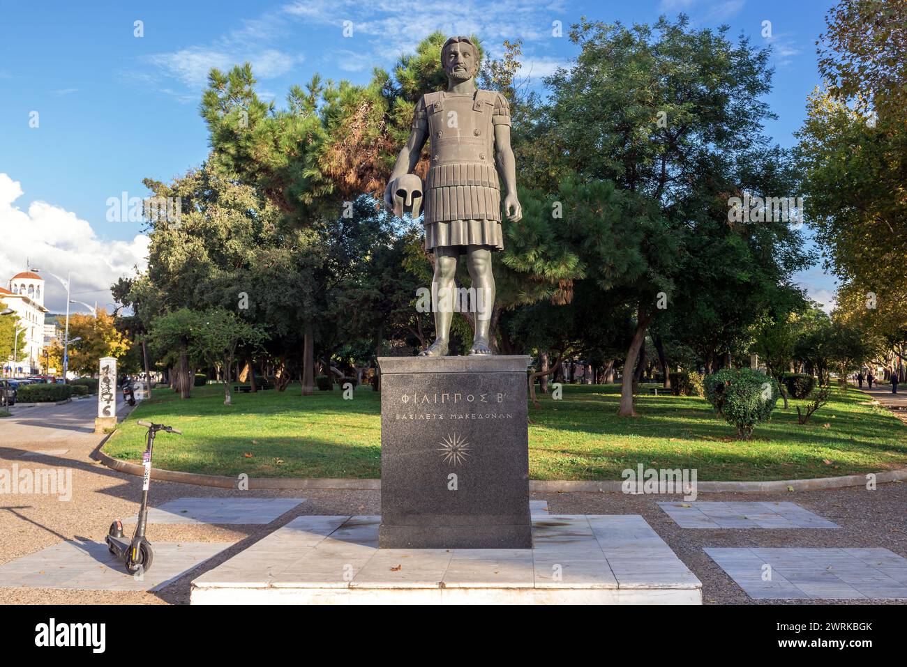 Statue of king Philip II of Macedon, in Thessaloniki city, Greece Stock ...