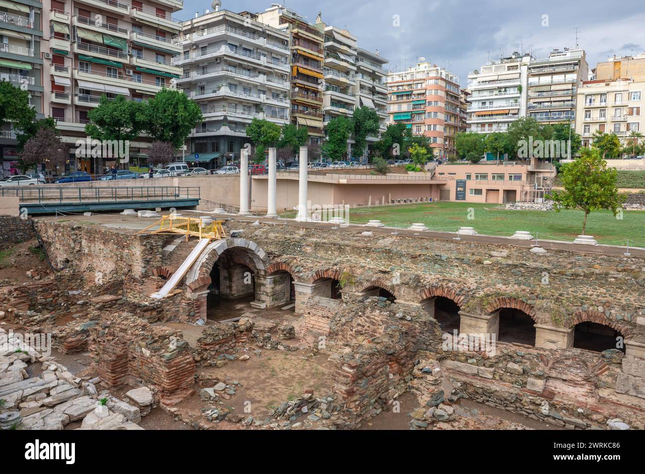 Ruins of ancient Roman-era Forum in Thessaloniki city, Greece Stock ...