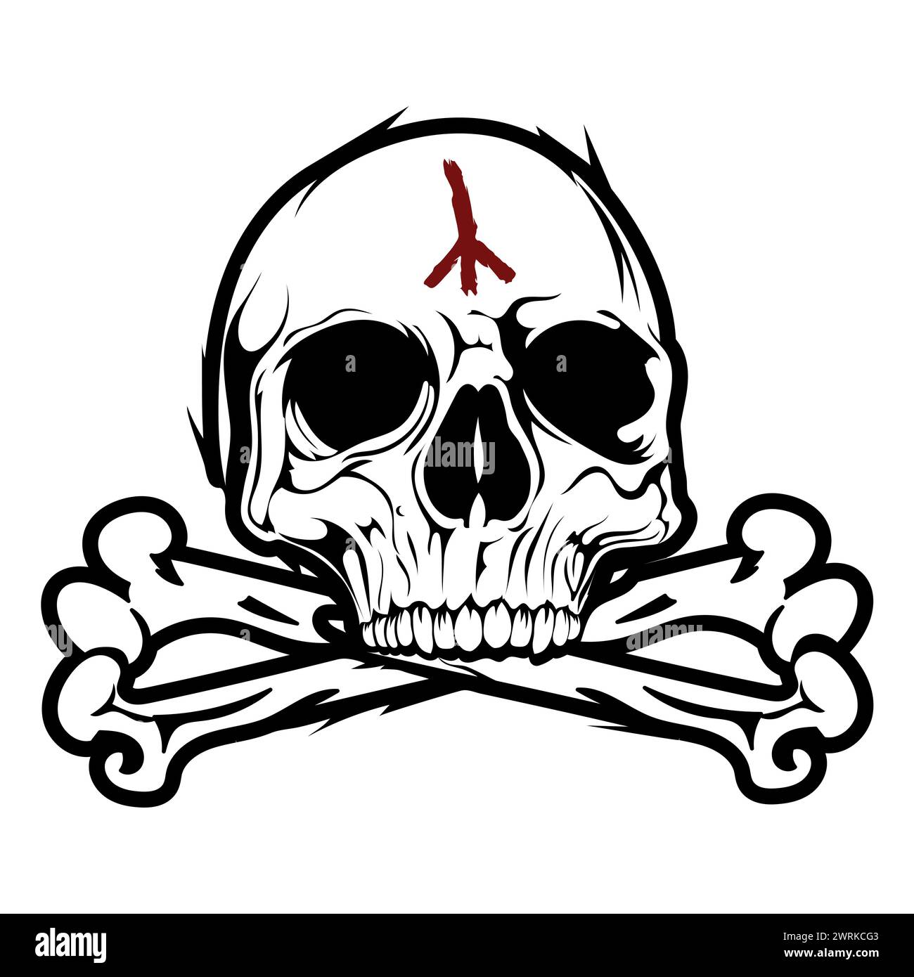Design in vintage retro style. Human skull and crossbones Stock Vector ...