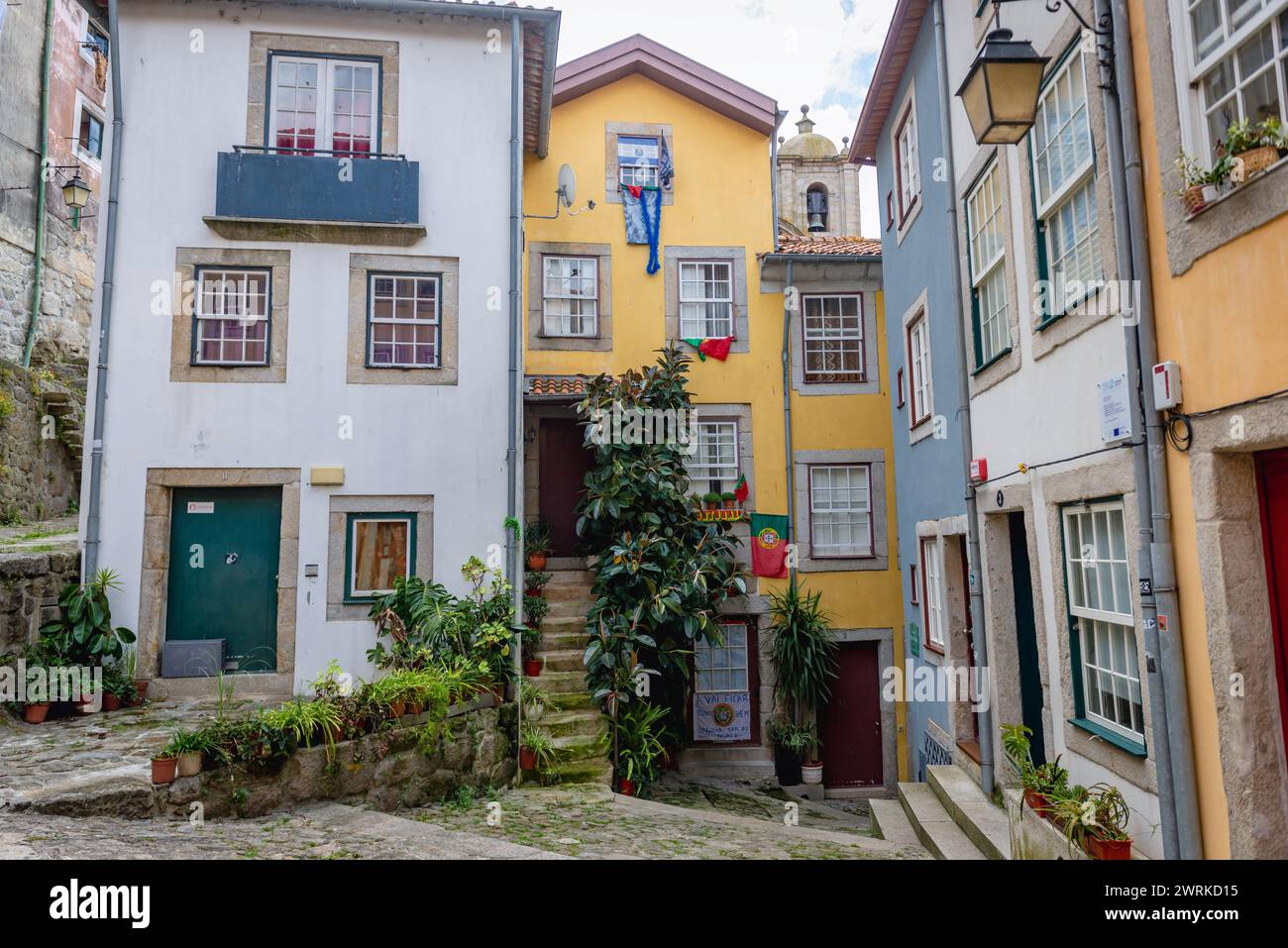 Houses on Largo da Pena Ventosa, small square in historical center of ...