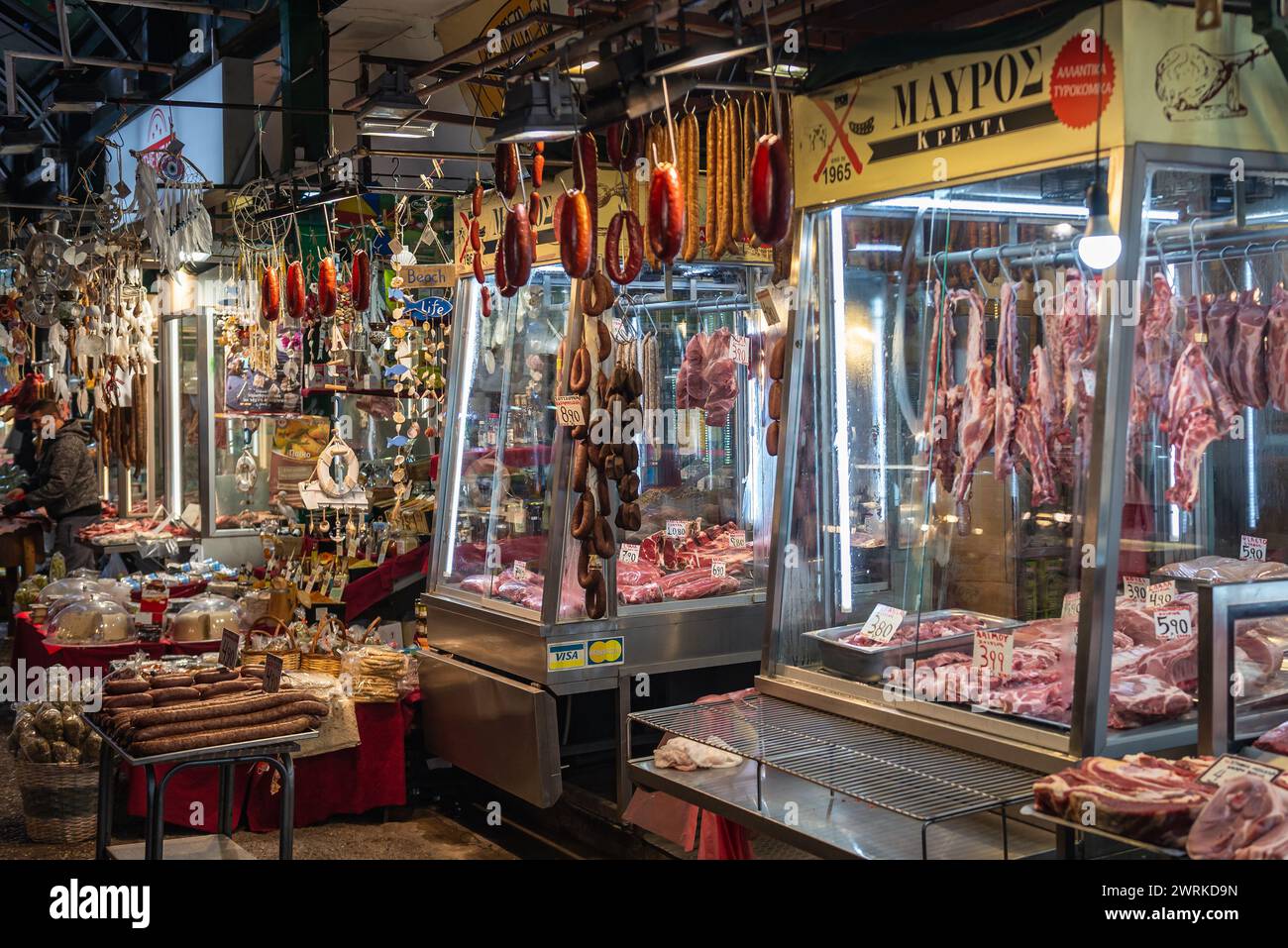 Butchers with their meat on the market in the capital hi-res stock ...