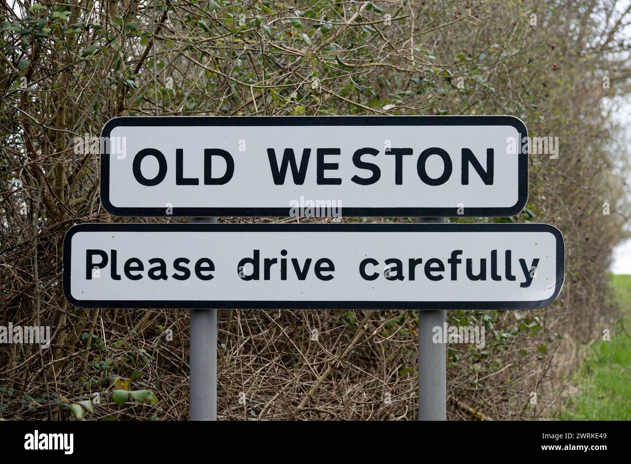 Old Weston village sign, Cambridgeshire, England, UK Stock Photo - Alamy