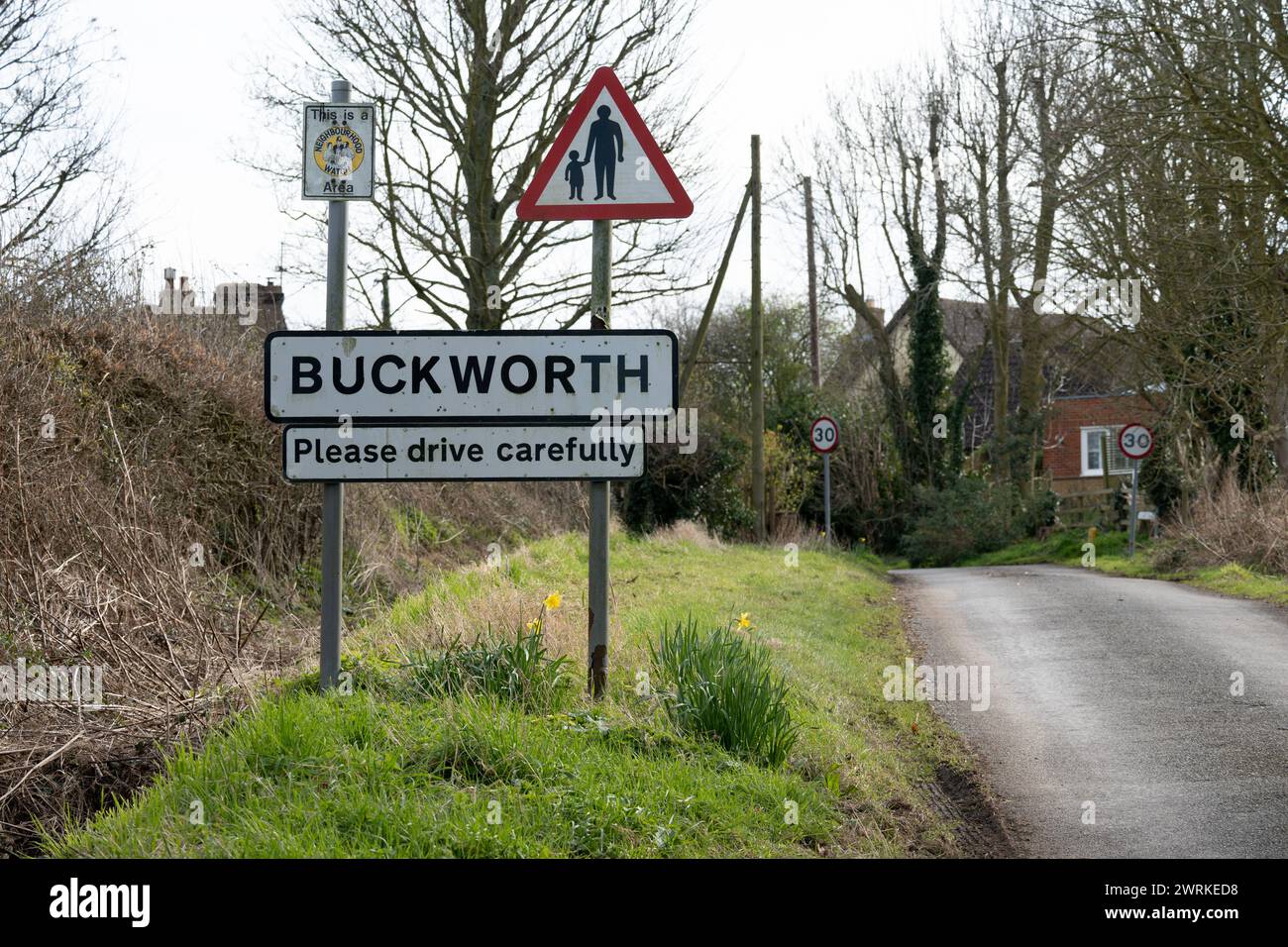 Buckworth village sign, Cambridgeshire, England, UK Stock Photo - Alamy
