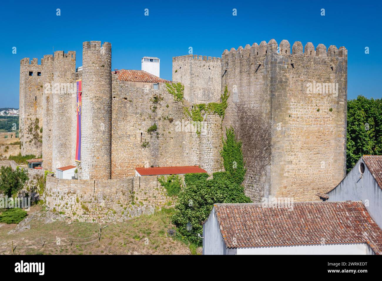 Castle in Obidos town, Oeste region, Leiria District of Portugal, view ...