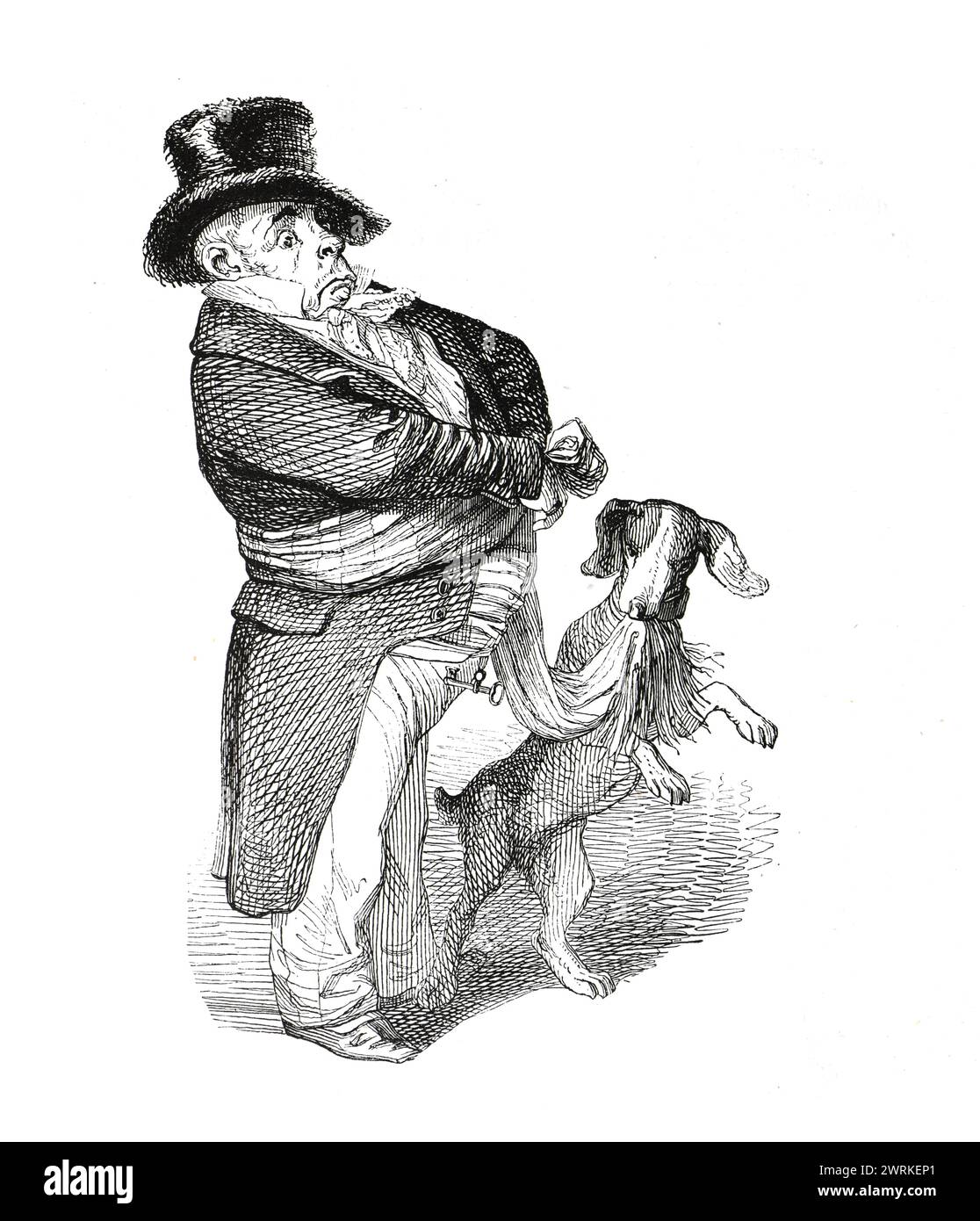 Anthropomorphic animals. humanized dog. Dog is walking owner. cyborg ...