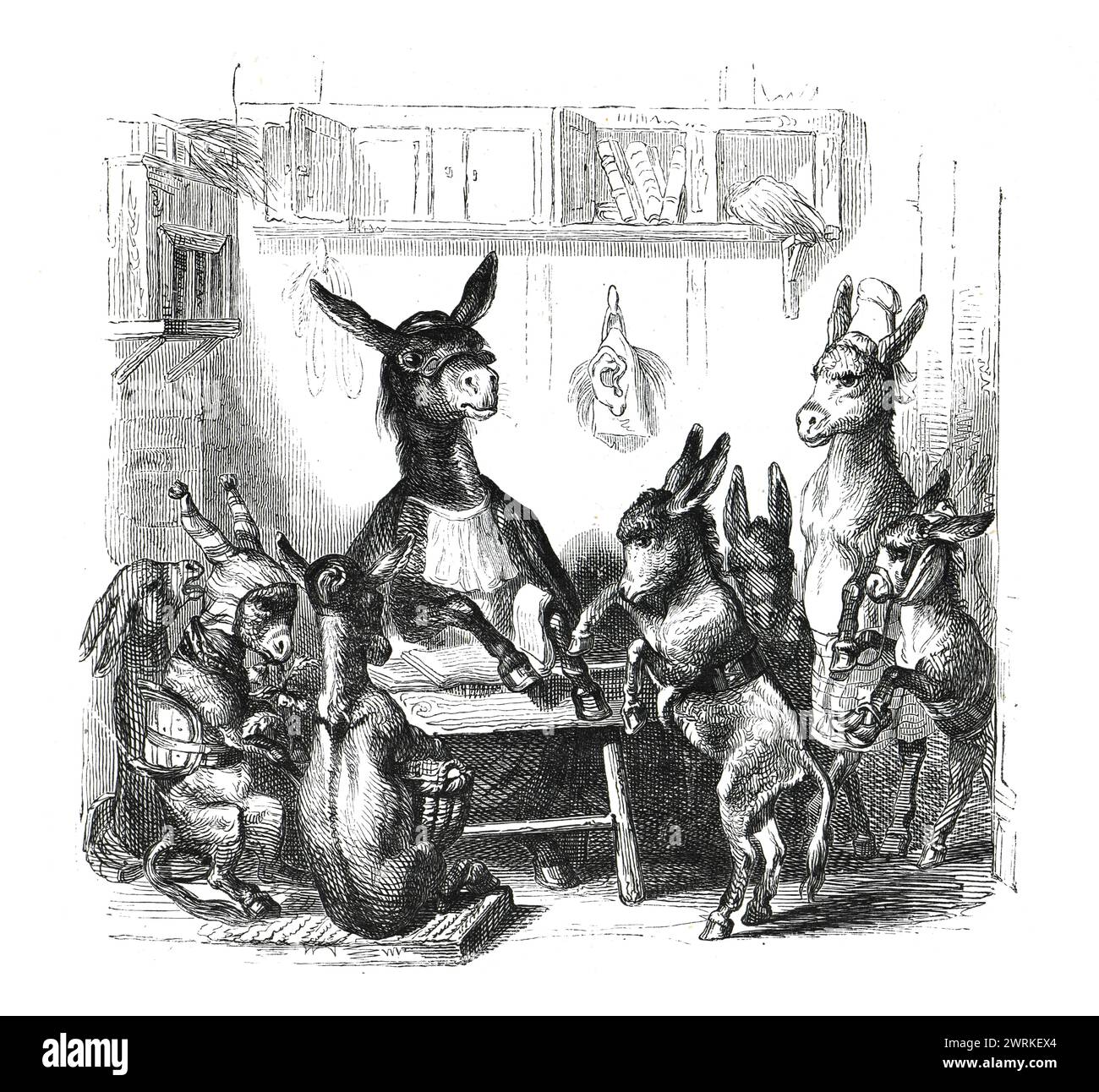 Anthropomorphic animals. humanized donkey's. Donkey's school classroom ...