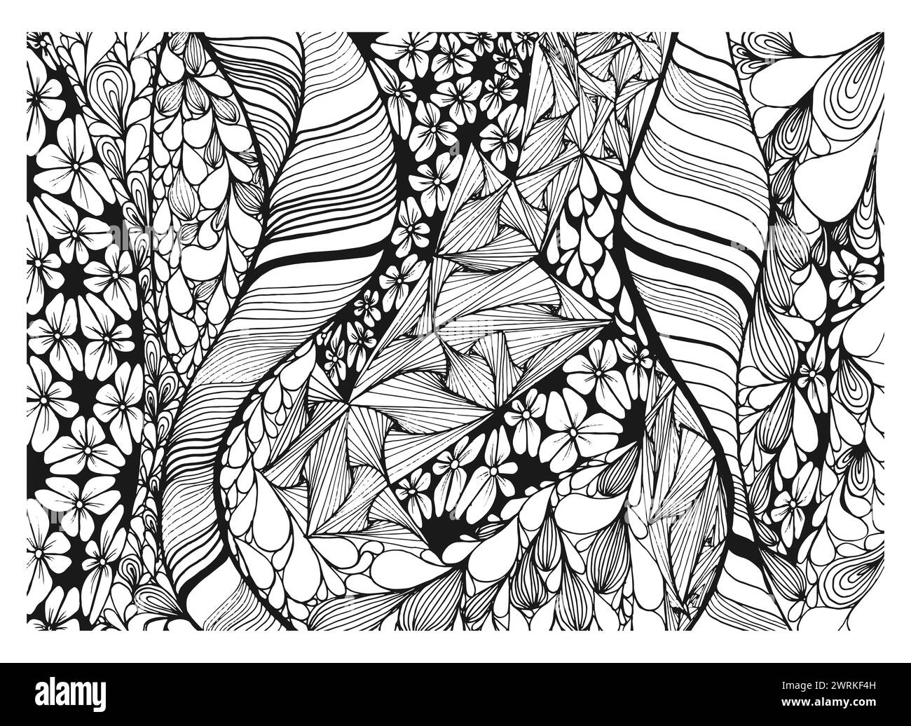 Female abstract stylized silhouette on a background of patterns Stock ...