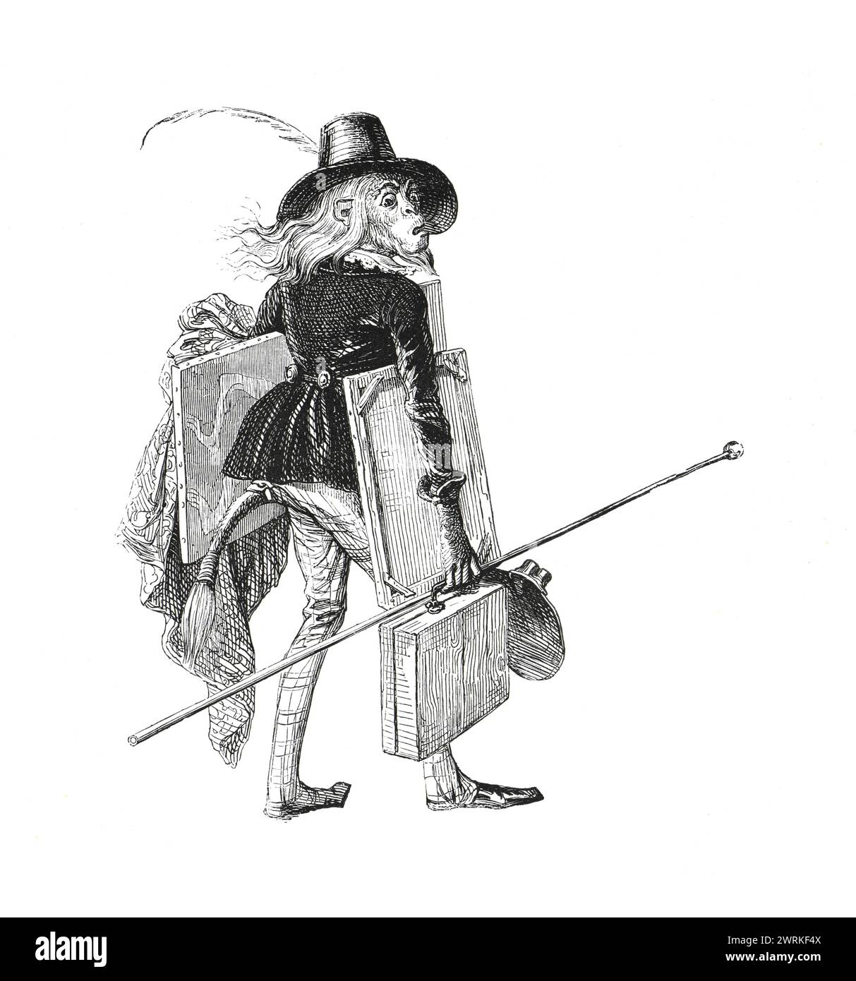 Anthropomorphic animals. humanized monkey. dressed Monkey with painting ...