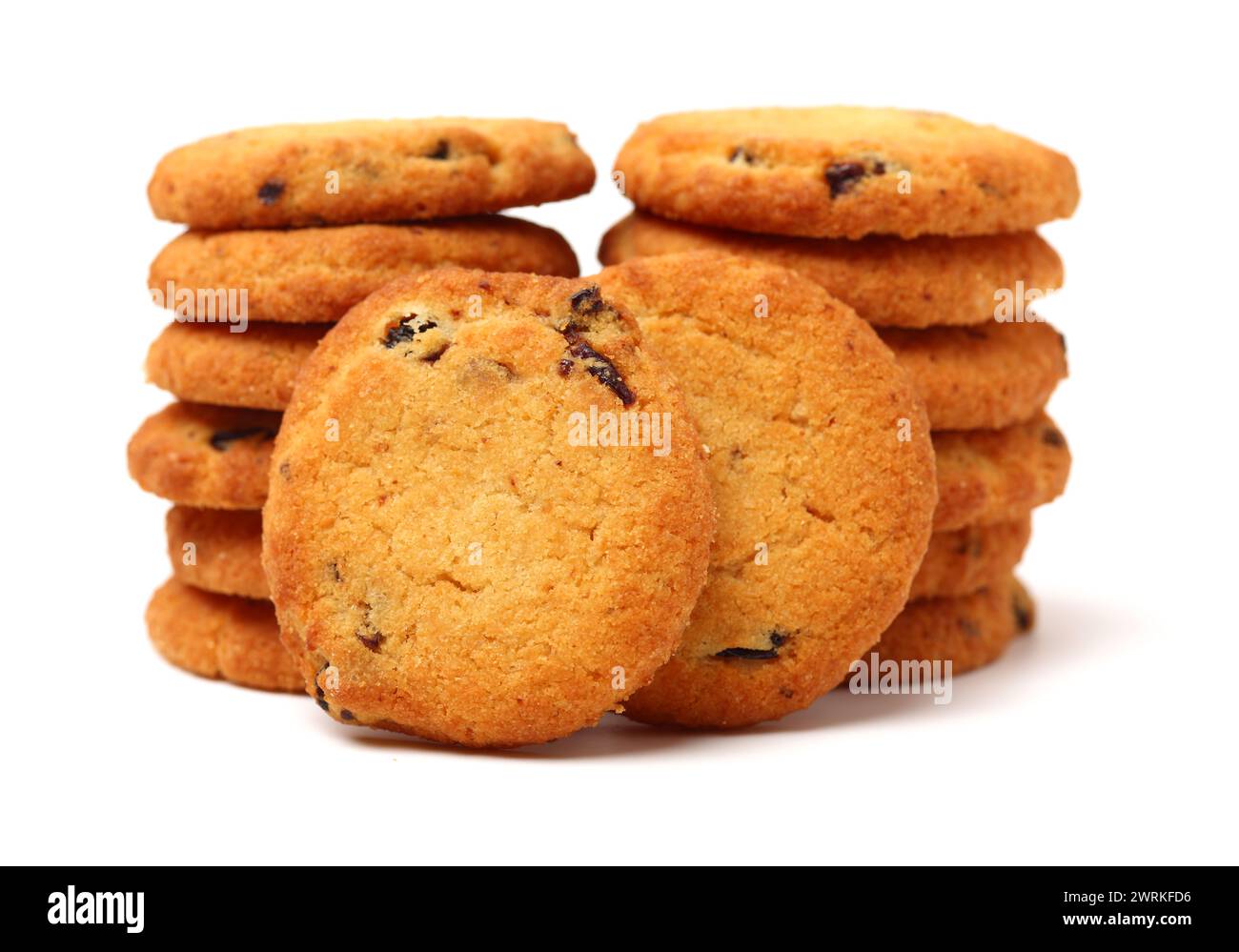 Cookie tower on white background Stock Photo - Alamy