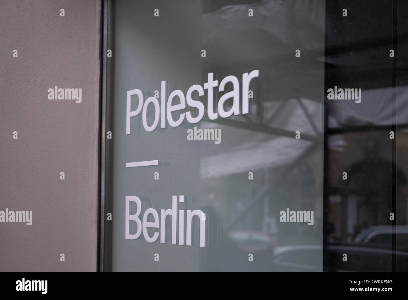 Advertising banners Polestar, car dealership building, automobile ...