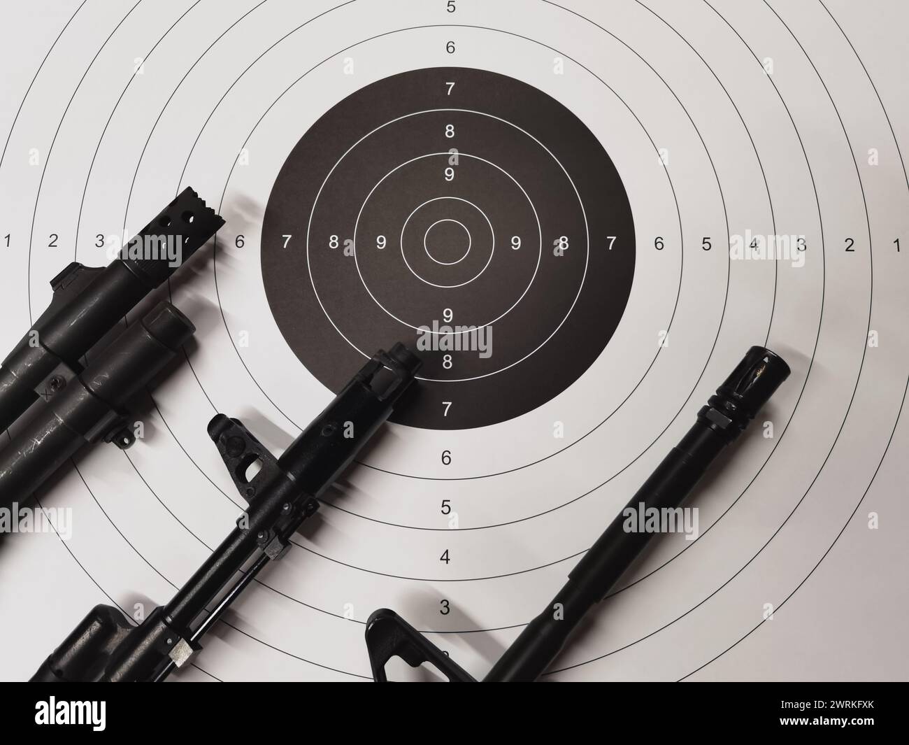 Shooting target with a black circle in the center and firearms, shotgun ...