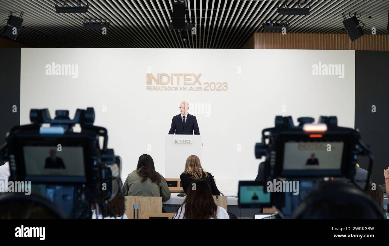 Inditex CEO Óscar García Maceiras during the presentation of Inditex's ...