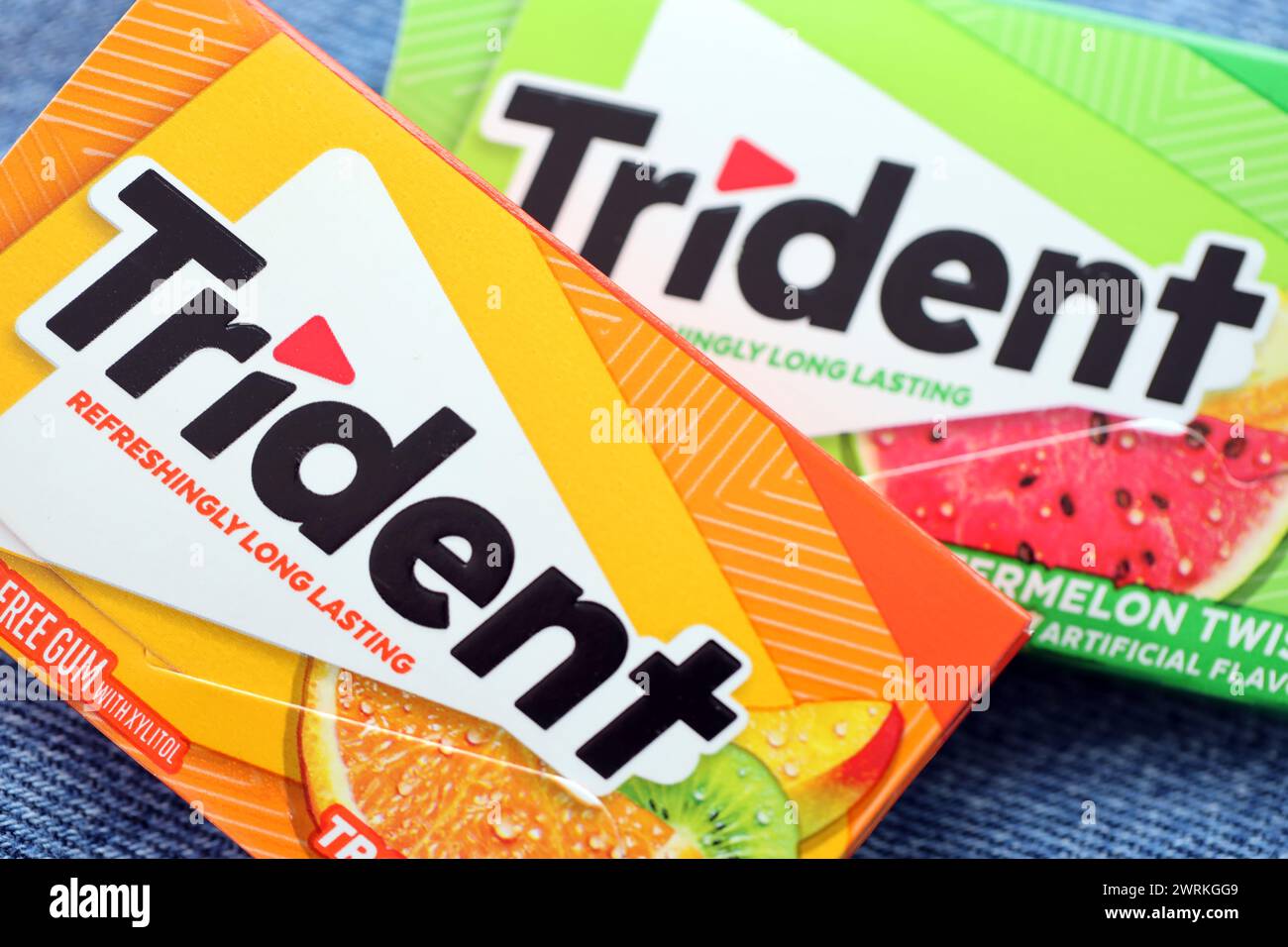 KYIV, UKRAINE - NOVEMBER 27, 2023 Trident chewing gum pack. Trident is ...