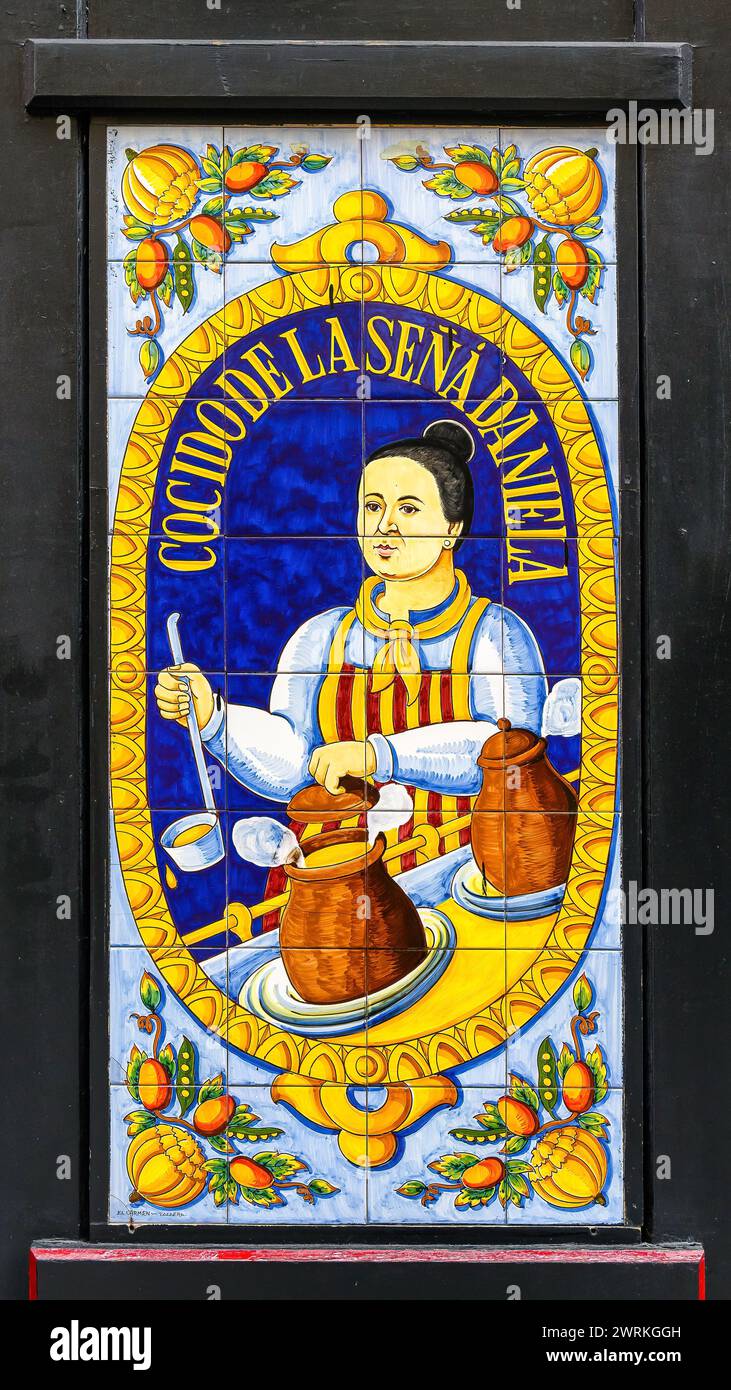 Business sign in tile art in Madrid, Spain Stock Photo - Alamy