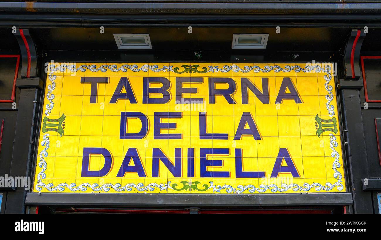 Business sign in tile art in Madrid, Spain Stock Photo - Alamy