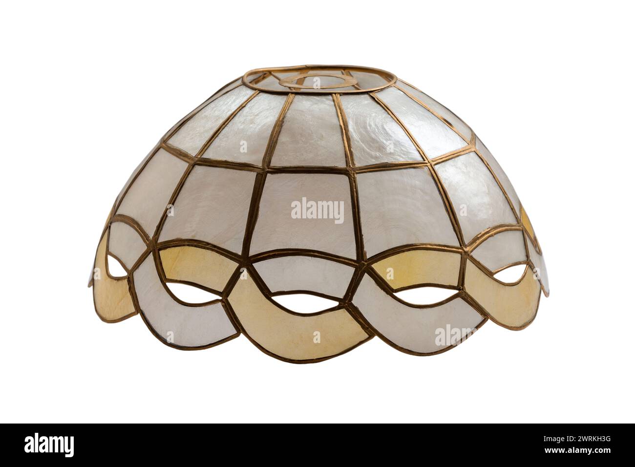 Opaque Capiz Shell Art Deco lampshade isolated on white background ...