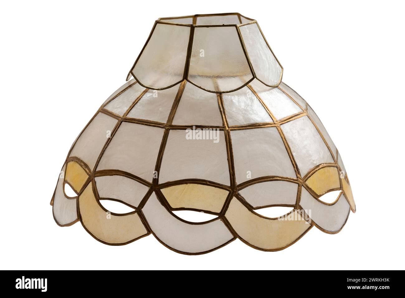Opaque Capiz Shell Art Deco lampshade with crown isolated on white ...
