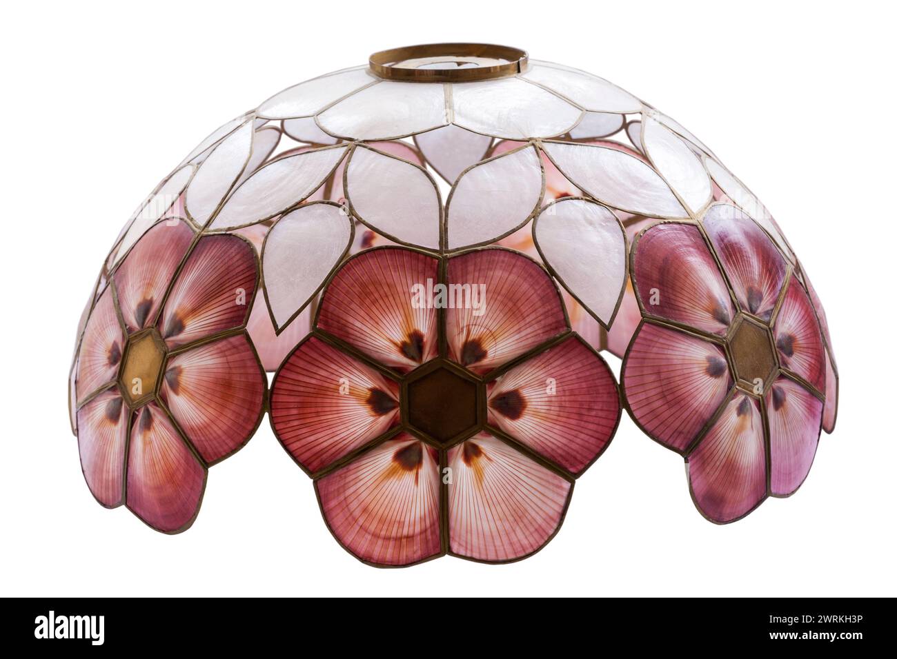 Opaque Capiz Shell Art Deco lampshade isolated on white background ...