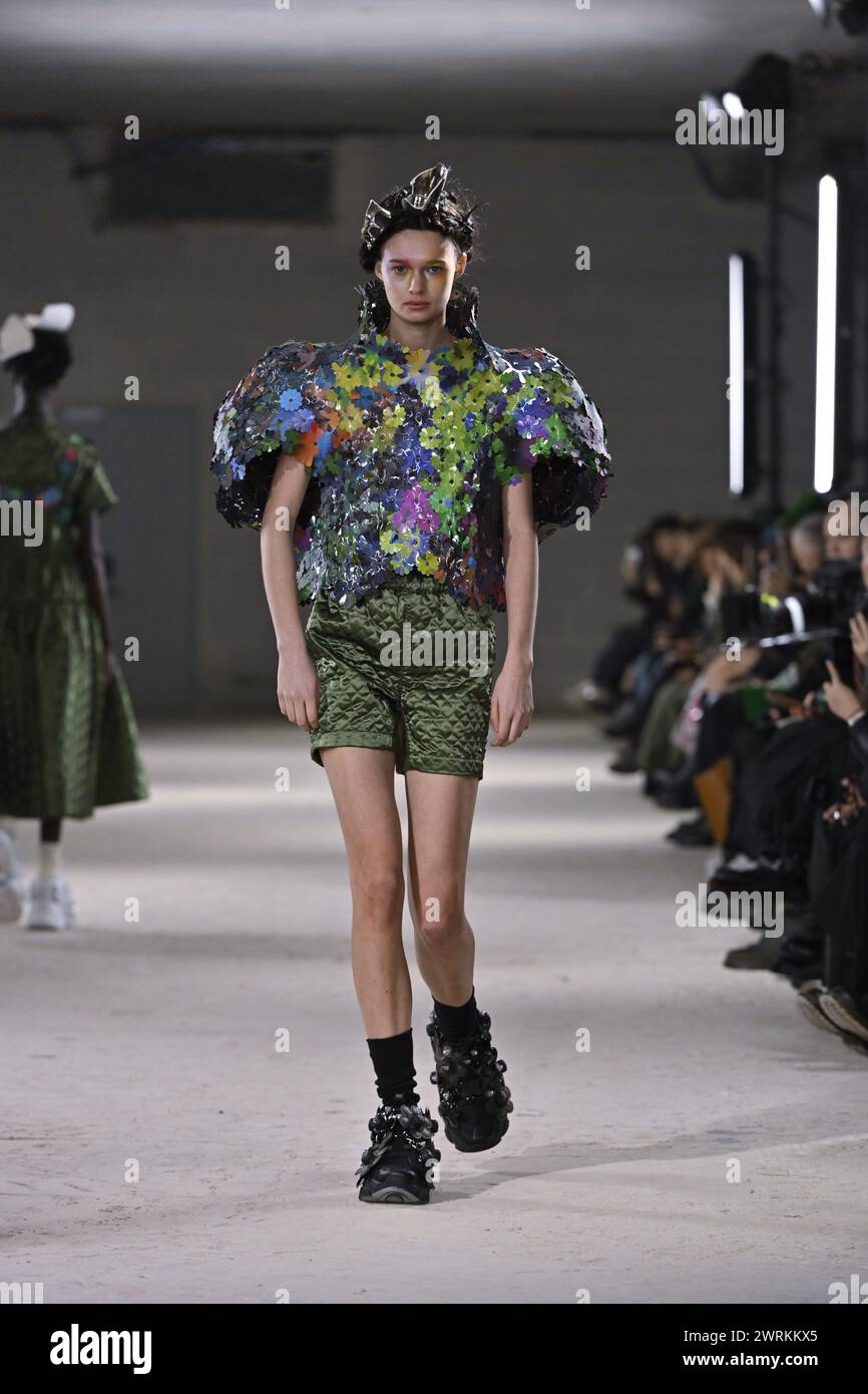 A model walks on the runway at the Noir fashion show during the Fall ...