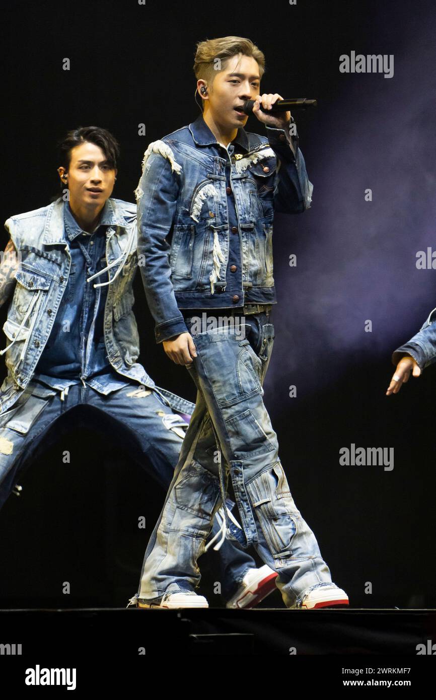 Edan Lui of Mirror performs on stage at the O2 Arena in London, Tuesday ...