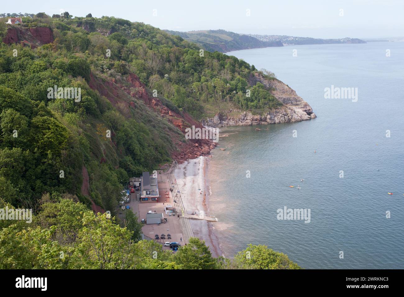 Views of Oddicombe Beach on the south coast in Torbay, Devon in the UK ...