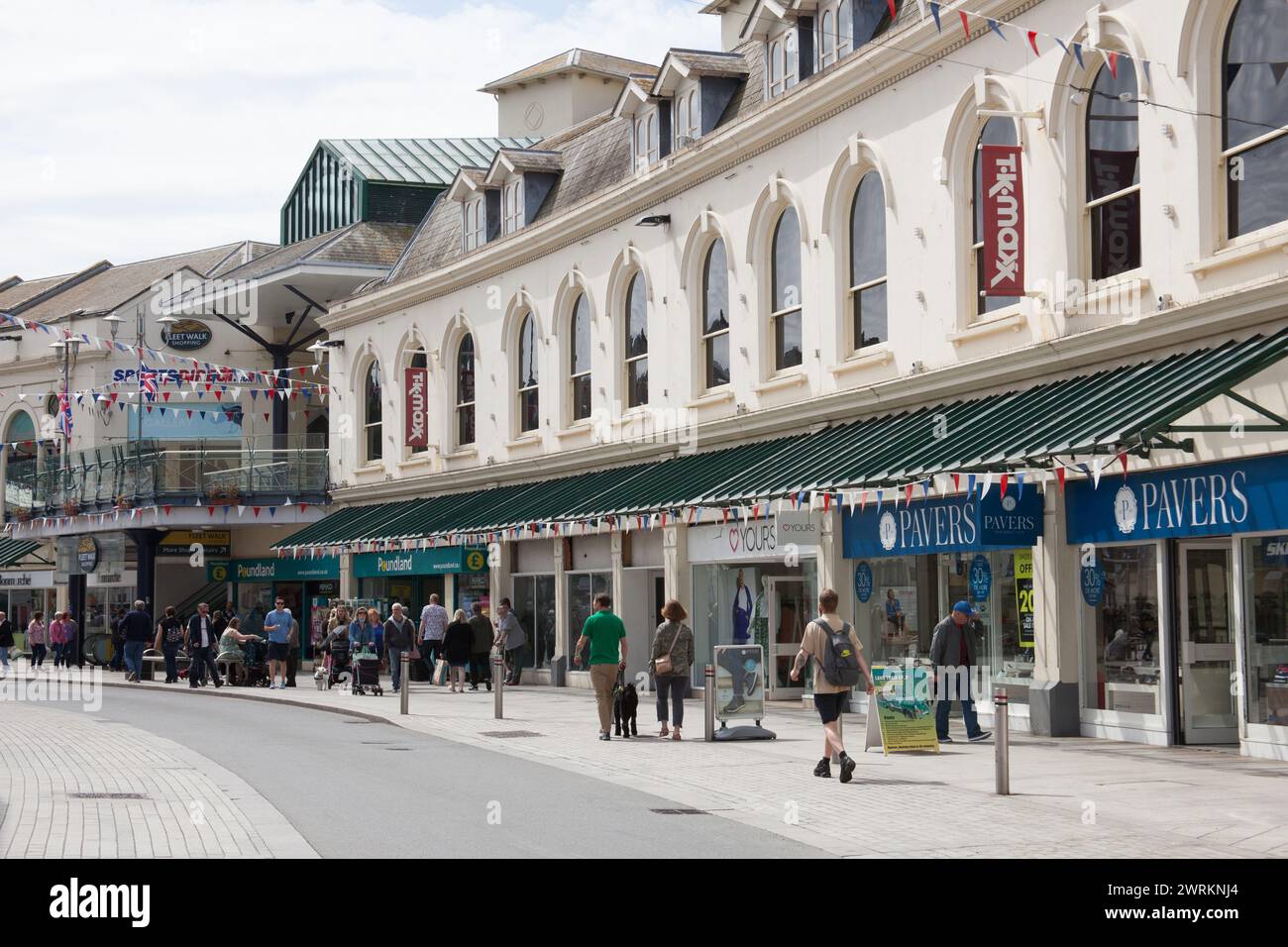 People shopping on Fleet Street, Torquay in Devon in the UK Stock Photo ...