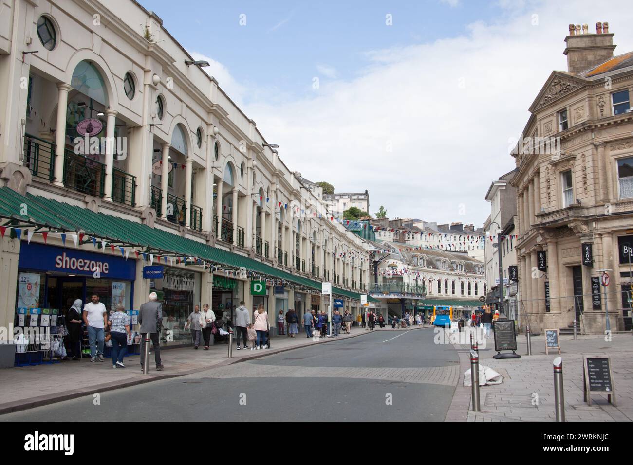 People shopping on Fleet Street, Torquay in Devon in the UK Stock Photo ...