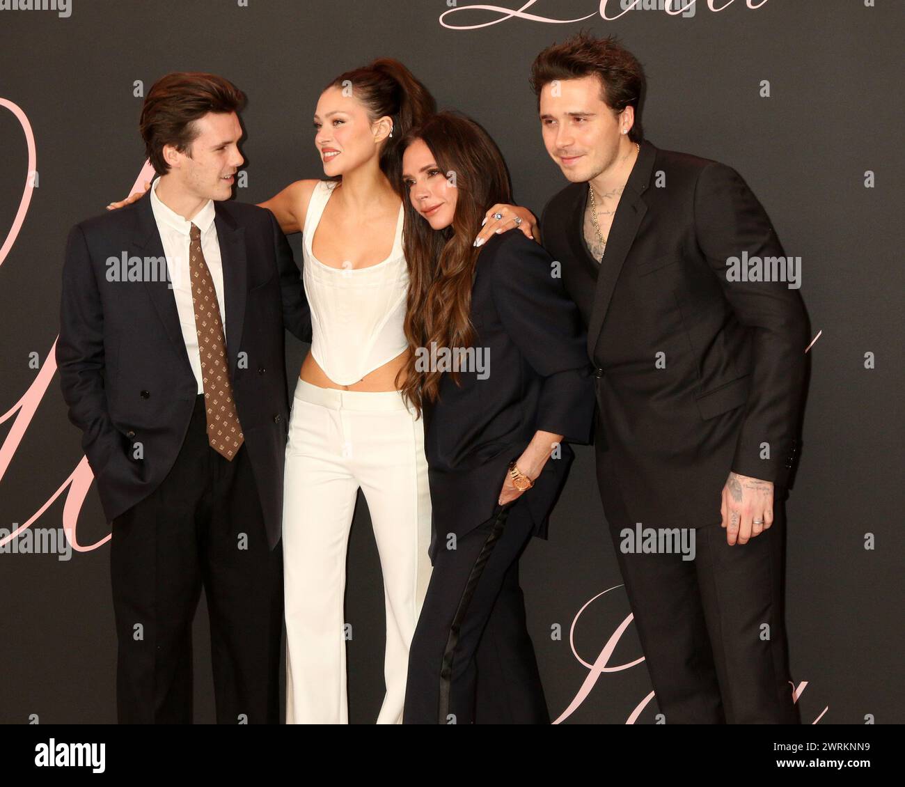 LOS ANGELES - FEB 3: Romeo Beckham, Nicola Peltz Beckham, Victoria ...