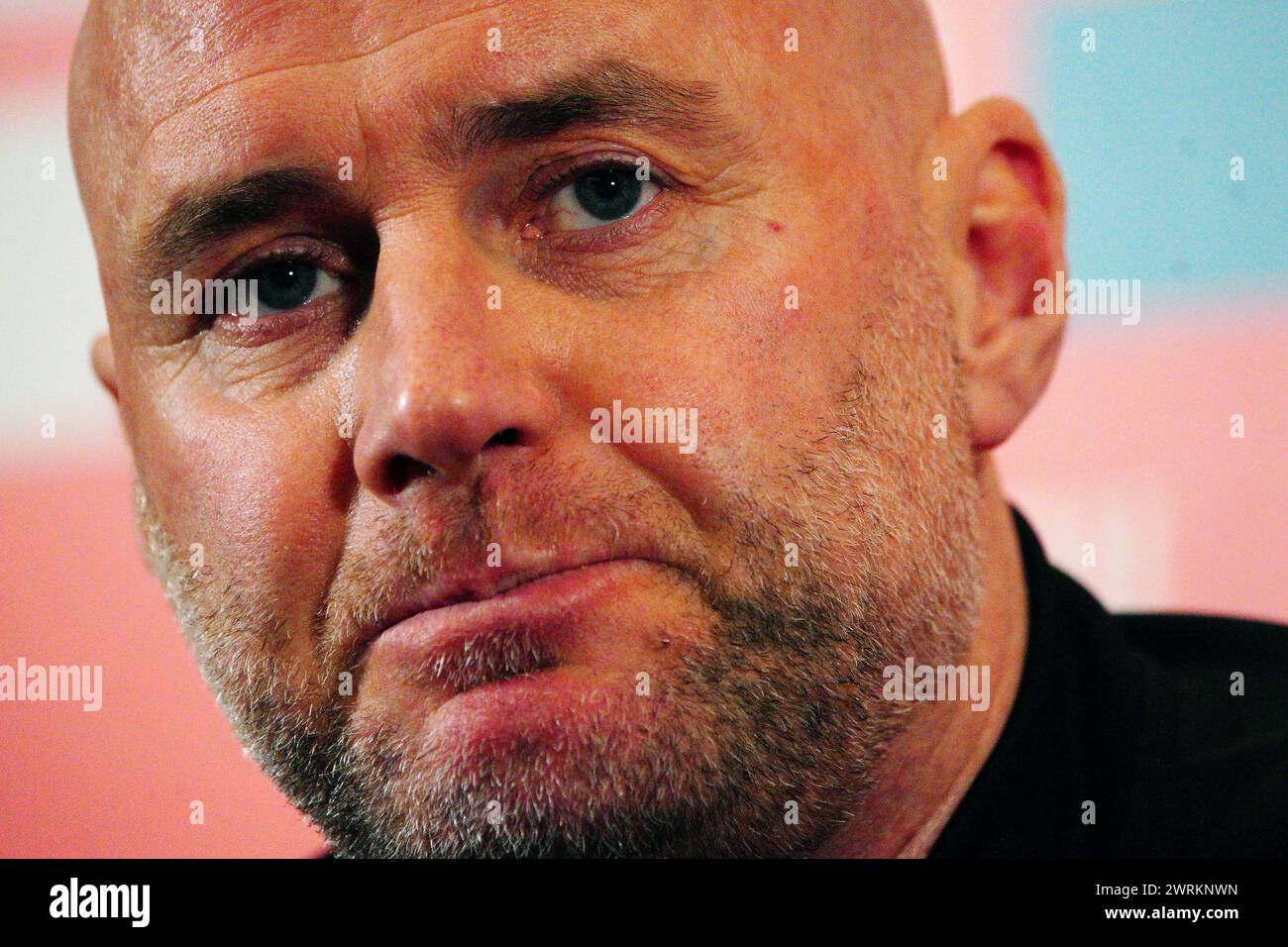 Wales manager Rob Page during a squad announcement at St. Fagans ...