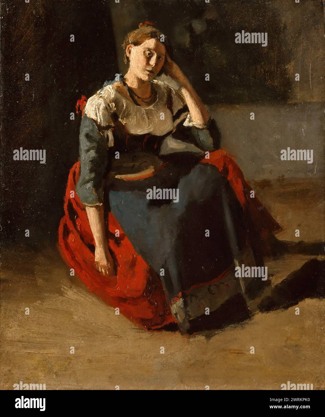 Louvre – Jean-Baptiste-Camille Corot -- Italian woman seated, leaning ...