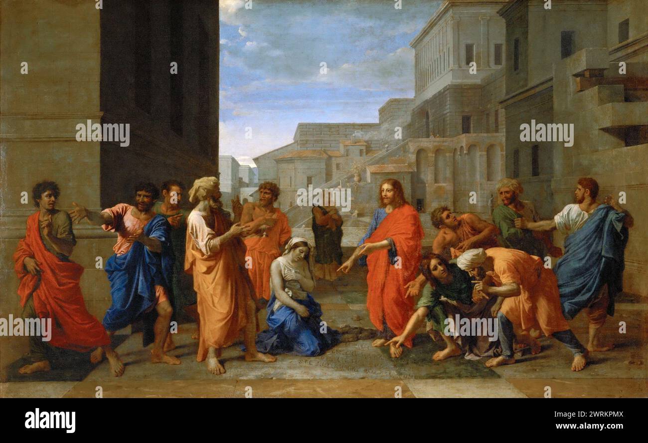 Nicolas Poussin -- Christ and the Adulteress 1653 Stock Photo - Alamy
