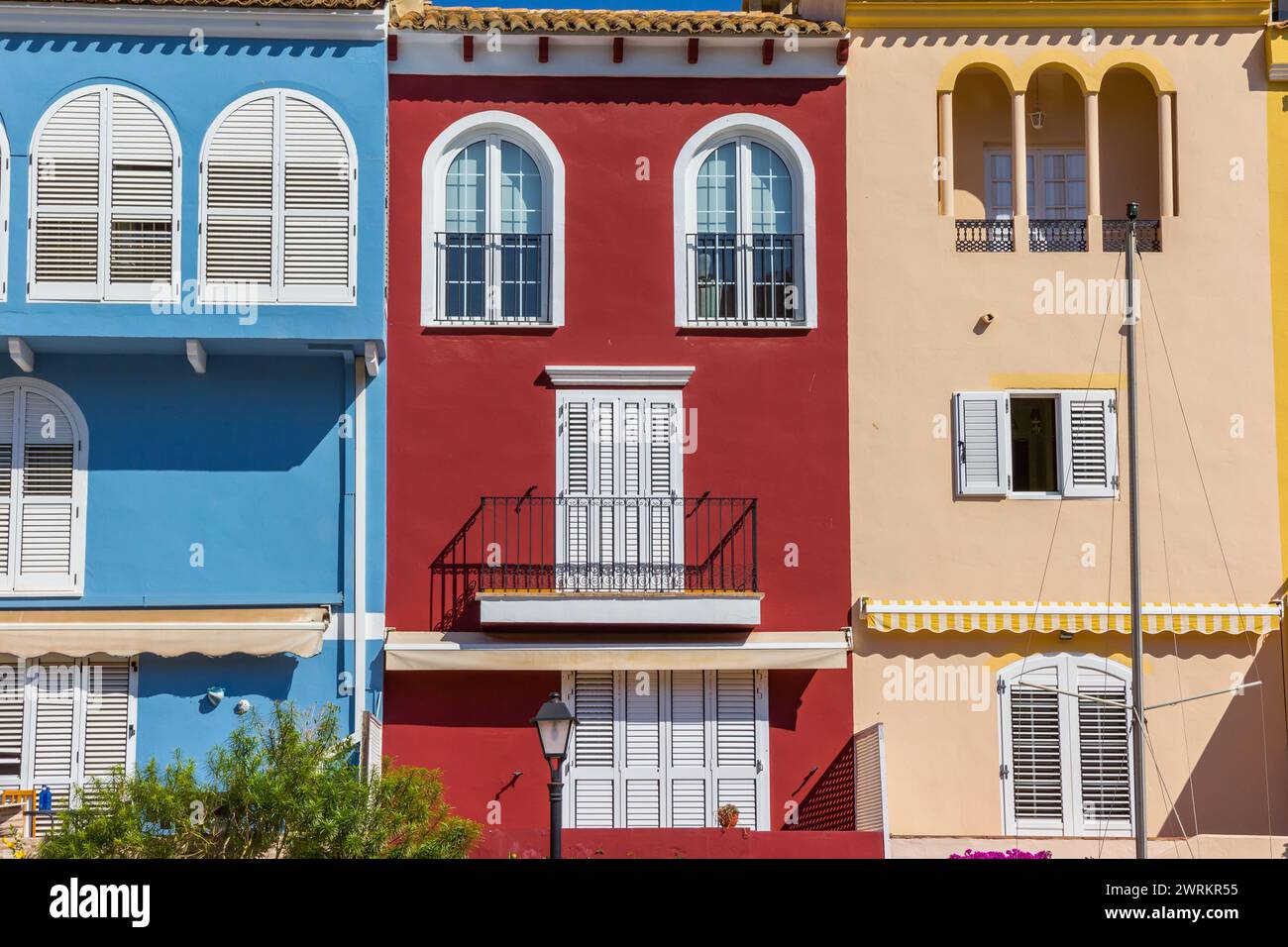 Colorful houses of the Port Saplaya in Valencia, Spain Stock Photo - Alamy