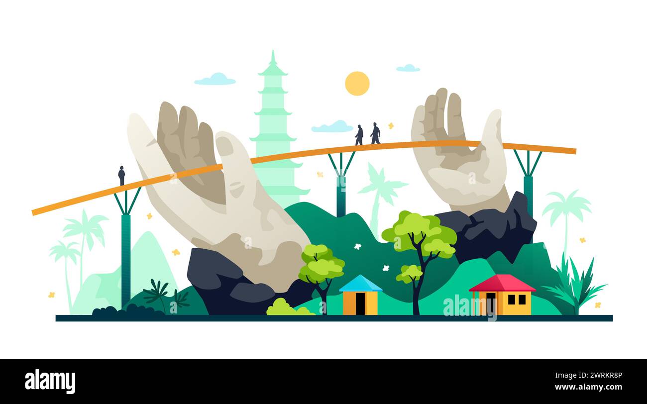 Ba Na Hills - modern colored vector illustration Stock Vector Image ...