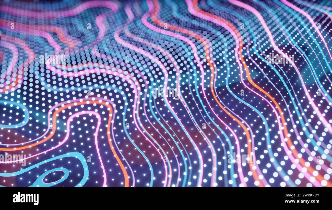 A 3D neon wave sci-fi abstract form background, evoking a futuristic and vibrant atmosphere ...