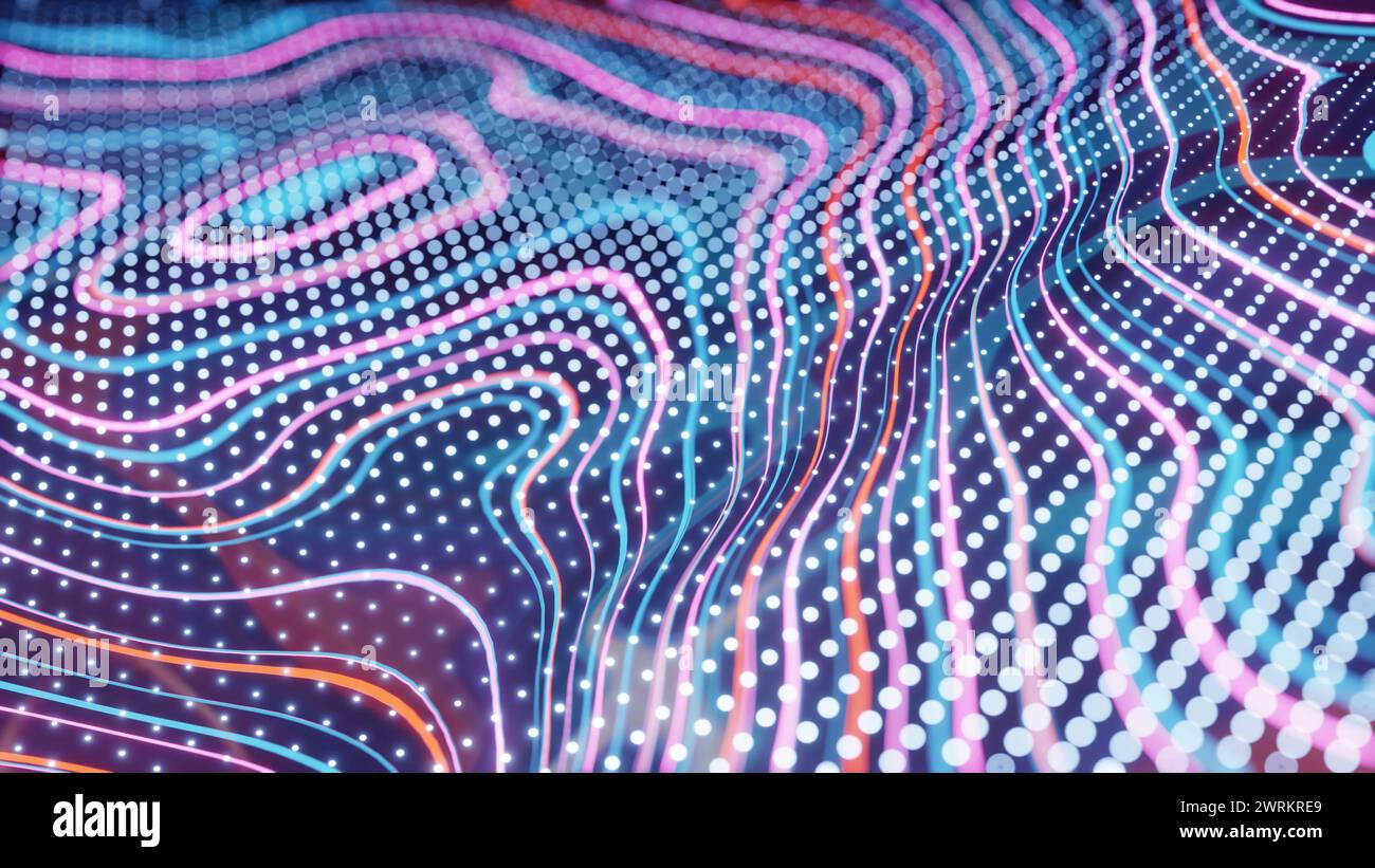 A 3D neon wave sci-fi abstract form background, evoking a futuristic and vibrant atmosphere ...