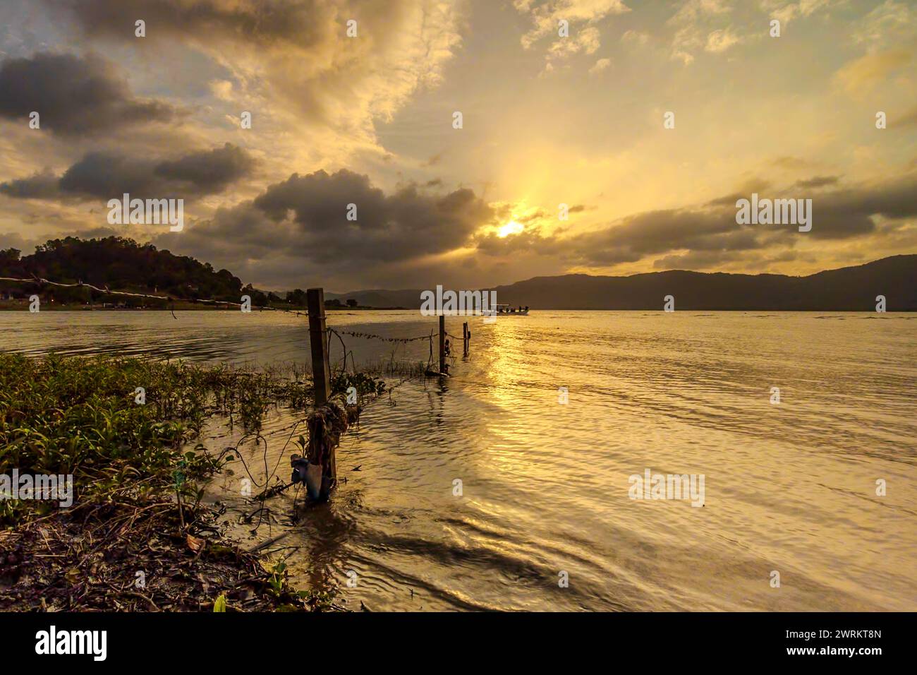 Sunset at Timah Tasoh Dam lake located at Perlis northen state of ...