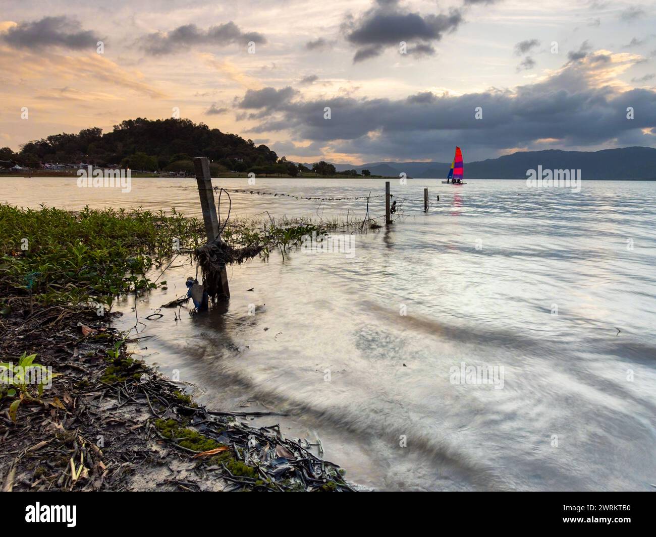 Sunset at Timah Tasoh Dam lake located at Perlis northen state of ...