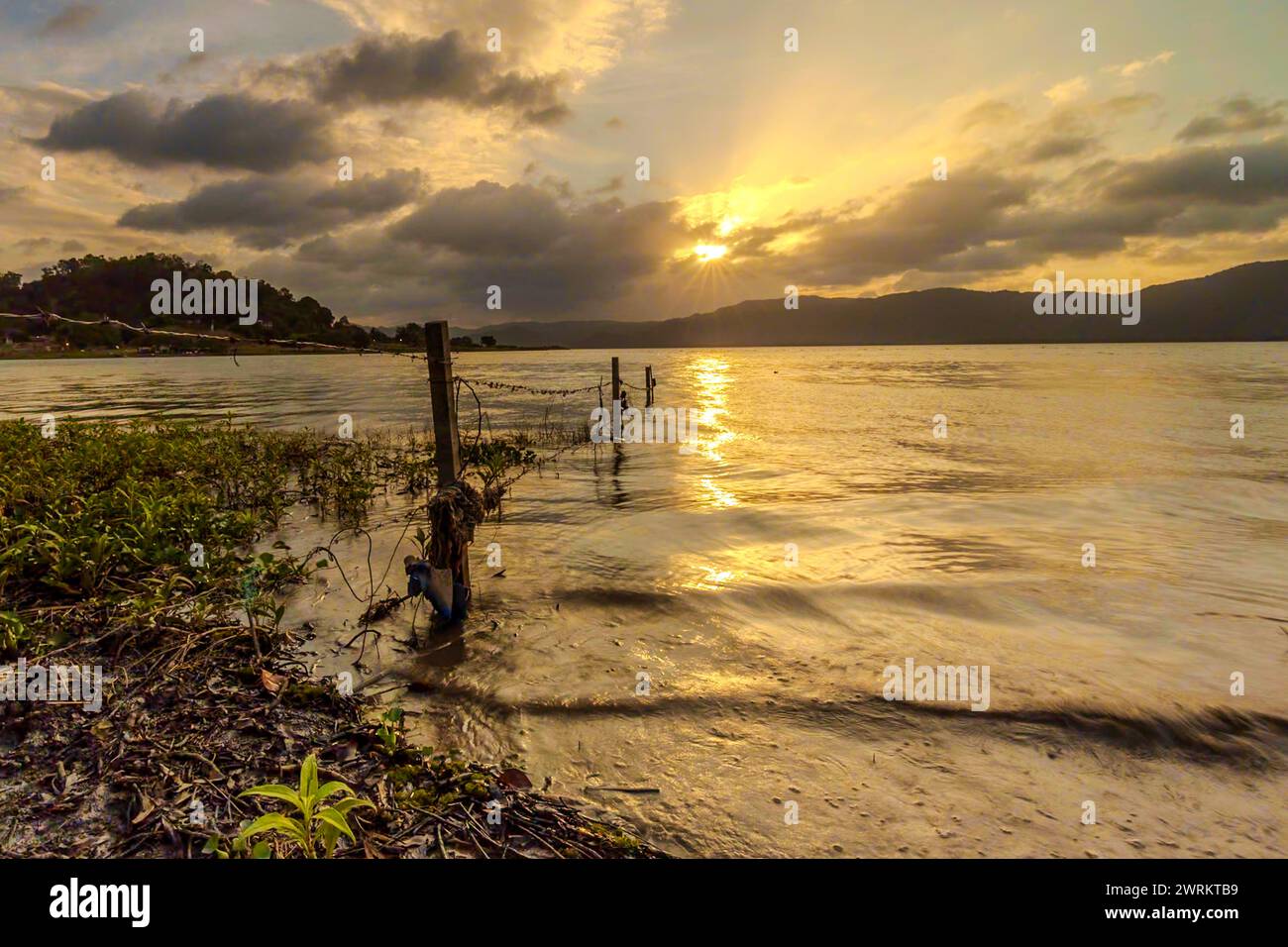 Sunset at Timah Tasoh Dam lake located at Perlis northen state of ...