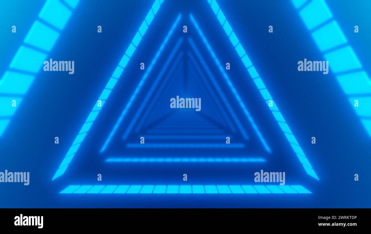 Futuristic Glowing Blue Triangle Tunnel Stock Photo - Alamy
