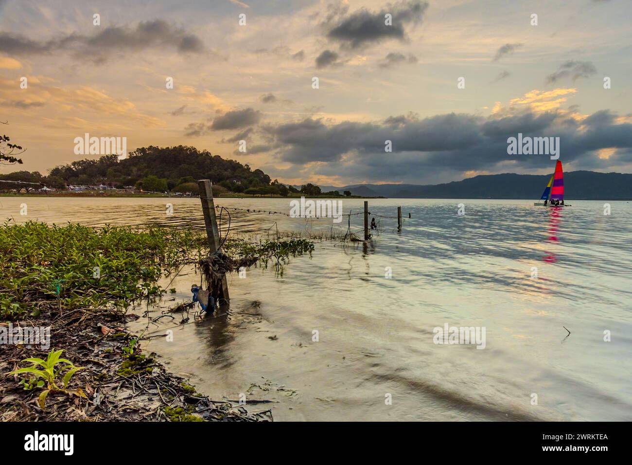 Sunset at Timah Tasoh Dam lake located at Perlis northen state of ...