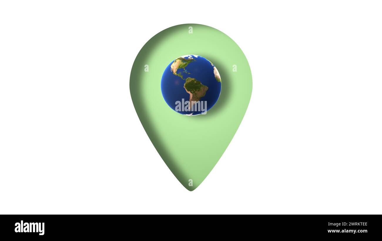 Earth Globe in GPS Location Icon Cutout Stock Photo - Alamy
