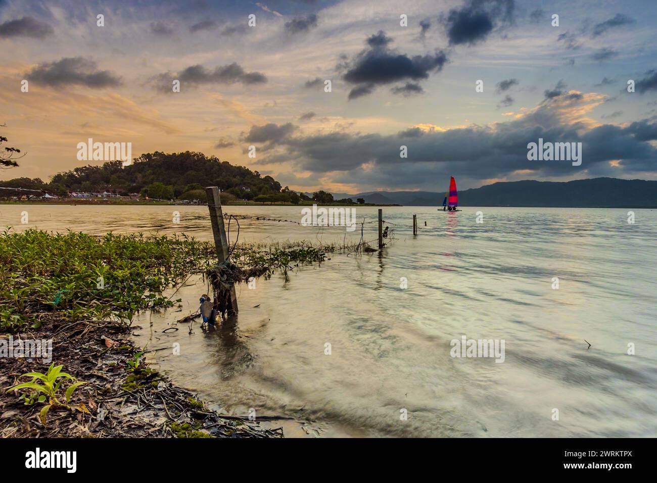 Sunset at Timah Tasoh Dam lake located at Perlis northen state of ...