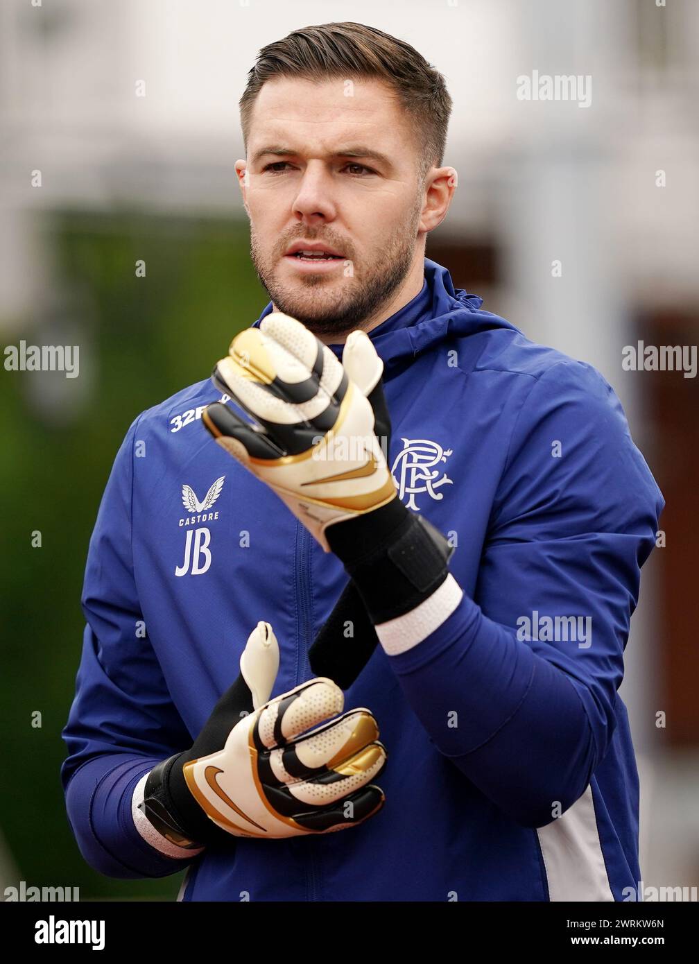 Rangers goalkeeper Jack Butland during a training session at the ...