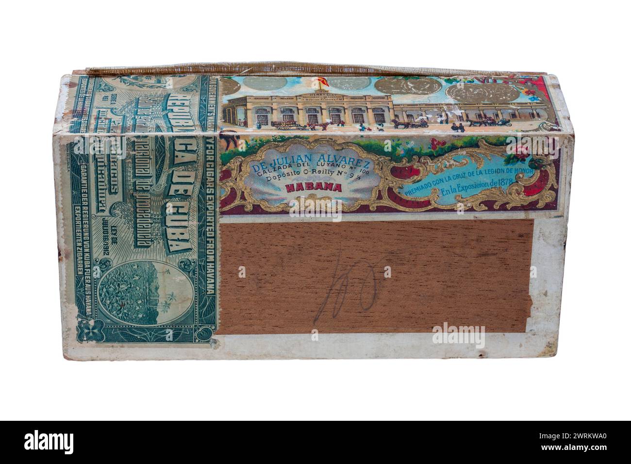 old vintage Henry Clay Habana cigar box isolated on white background ...