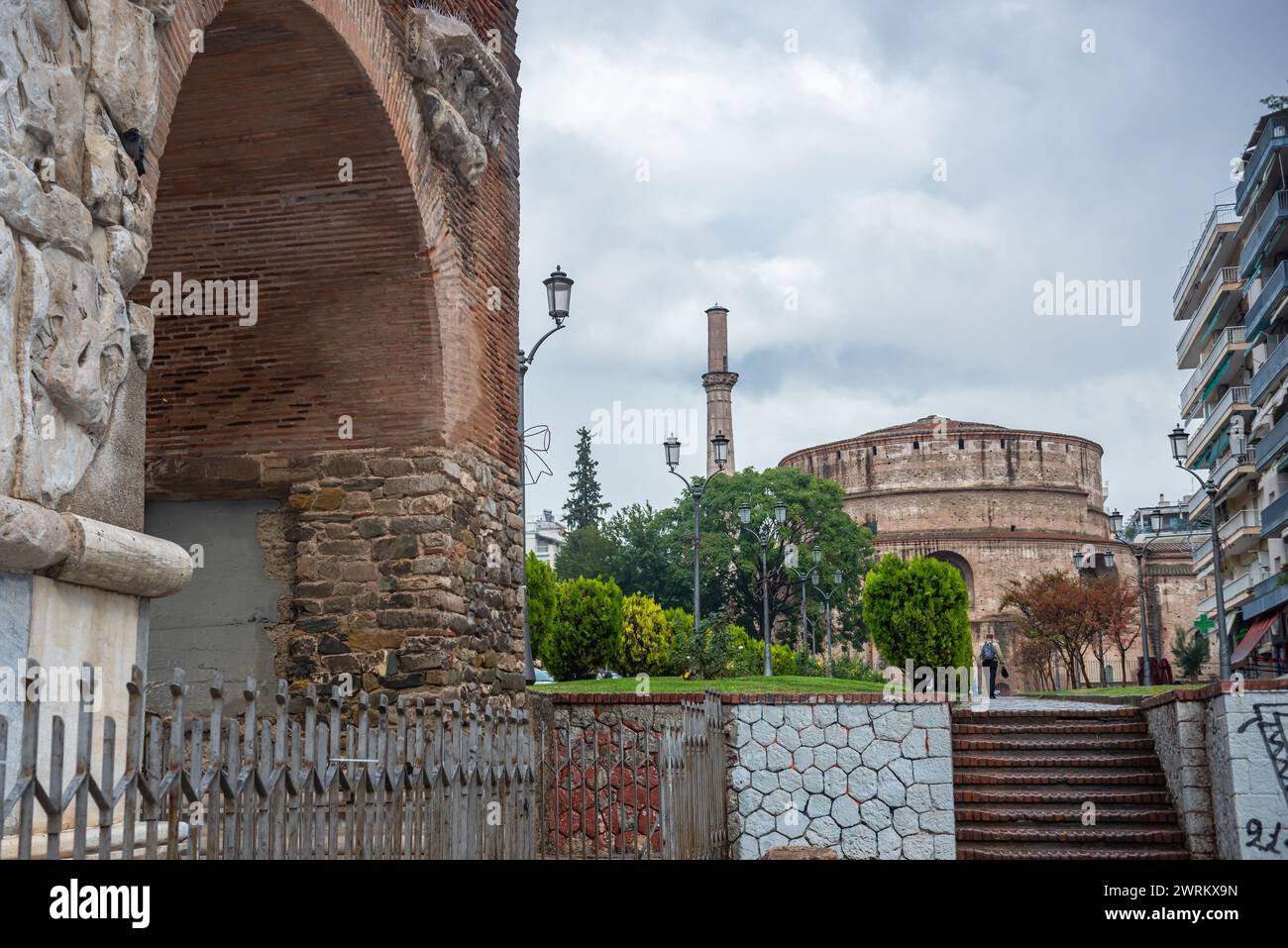 Arch of Galerius triumphal arch also known as Kamara and Rotunda building in Thessaloniki city ...