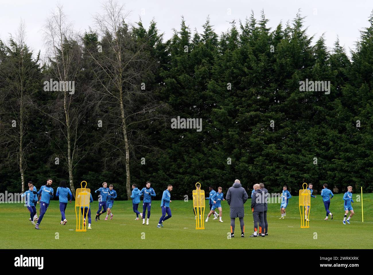 Players and Staff during a training session at the Rangers Training ...